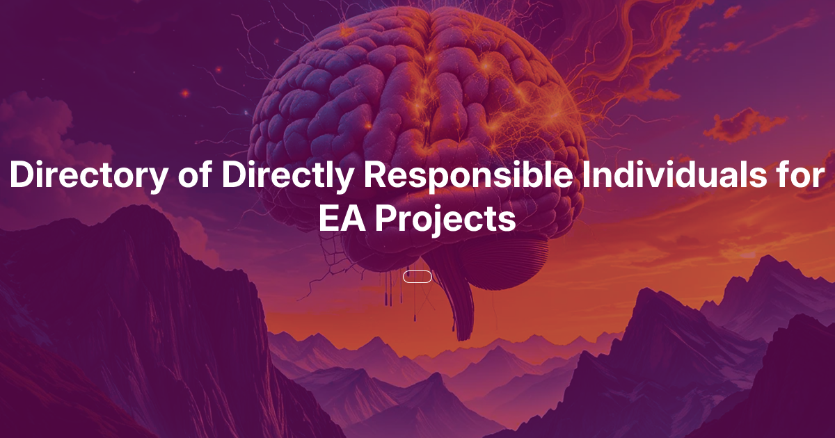 Directory of Directly Responsible Individuals for EA Projects | Oasis ...